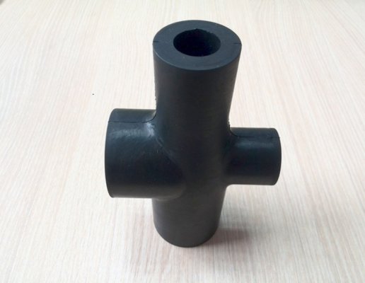 Black Custom Molded Rubber Parts , SBR CR VITON Rubber Molded Four Pipe 75 Shore