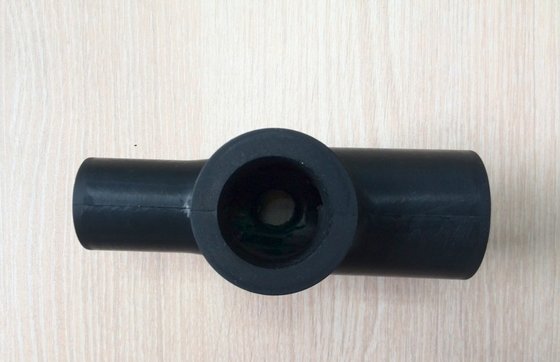 Black Custom Molded Rubber Parts , SBR CR VITON Rubber Molded Four Pipe 75 Shore