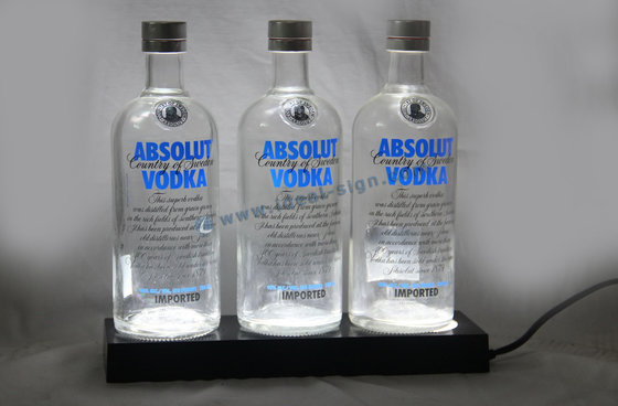 LED Acrylic Liquor Bottle Display Standing / Glorifier PS Injection Plastic Case