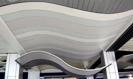Moisture Proof Compounded Fiberglass Curved Ceiling Panels 600 * 600 For Shopping Center