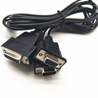 2 In 1 Custom Cable Assemblies DB15 To DB9 / DB15 To RS232 Cable 26AWG Dia