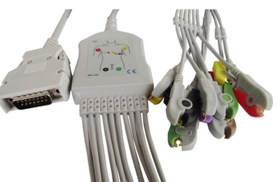 MORTARA EKG Cable 10 Lead 12 Pin Connector IEC 10k Resistance Snap Patient End