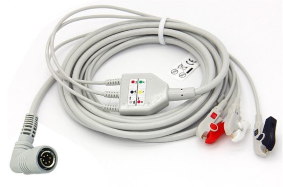 Colin BP-S510 3 Lead ECG Cable One Piece Series Snap End 6 Pin AHA BP88 / BP306 / BP885