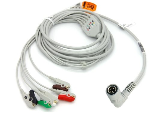 Colin BP-S510 3 Lead ECG Cable One Piece Series Snap End 6 Pin AHA BP88 / BP306 / BP885
