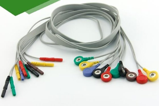 7 Leads / 10 Leads Medical Cables And Sensors Holter Cable Din 1.5 Style