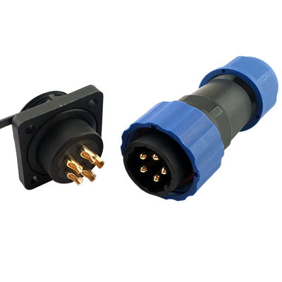 SP20 Electrical Cable Connectors , wire wiring connector plug and socket with flange 4 hole
