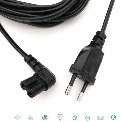 Eu European 2 Prong Ac Power Cord 2 Pin Ce Standard 1.2m / Customized Length