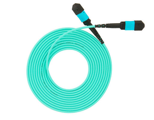 Fanout Om3 Lc Mpo Fiber Optic Patch Cord , Blue Mulitimode Mtp Mpo Patch Cord