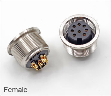 M16 Socket Electrical Wire Connectors Front / Panel Mount Ce Rohs Certificated