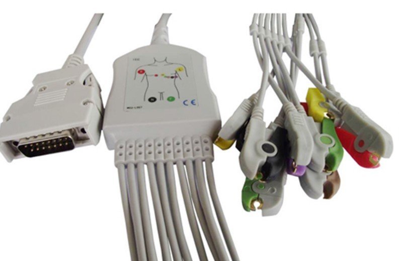 MORTARA EKG Cable 10 Lead 12 Pin Connector IEC 10k Resistance Snap Patient End