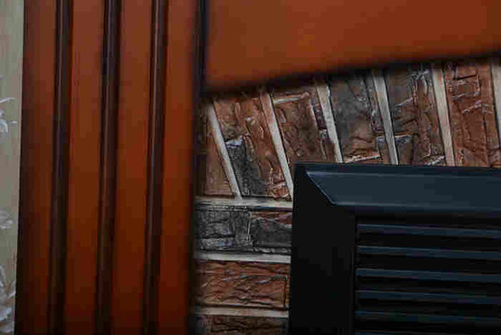 Antike 1.5m Drak Brown nachgemachter Marmorfaux-Stein-elektrischer Kamin mit dekorativer Flamme