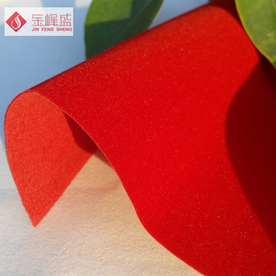 1.5M Plain Red Velvet Flock Fabric For Jewellry Box , Polyester Velvet  Upholstery Fabric