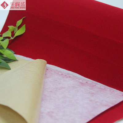 Adhesive Glue Red Tricot Lining Fabric Velvet Flocked for Packaging Box Material