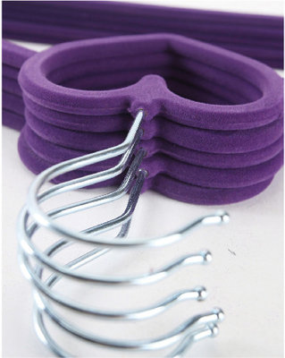Lightweight Red / Purple Velvet Flocked Hangers With Chrome Plated Hook
