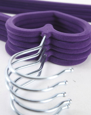 Lightweight Red / Purple Velvet Flocked Hangers With Chrome Plated Hook