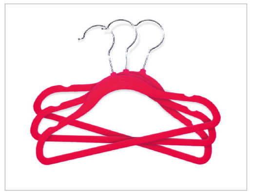 Professional 300mm Kids Velvet Hangers , Red Non Slip Velvet Hangers