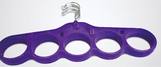 Purple 5 Hole Glove / Stocking Flocked Scarf Hanger With Small Hook