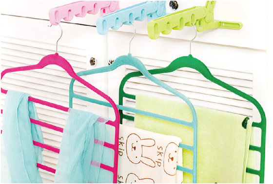 Wardrobe Green / Blue Multiple Clothes Hangers For Trousers / Stocking / Pants