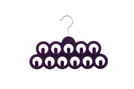 Purple / Blue Indoor Velvet Flocked Hangers Tie And Belt Hanger