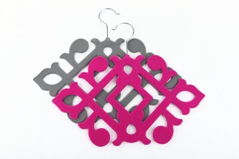 Pink / Gray Indoor Velvet Scarf Hanger , Anti Slip Custom Clothing Hangers