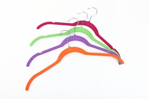 Non Slip Space Saving Velvet Shirt Hangers , Colorful Flocked Clothes Hangers