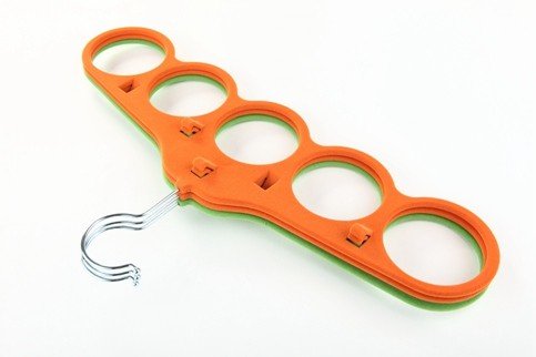 Green / Orange 5 Holes Flocking Tie And Belt Hanger For Jacket / T-Shirt