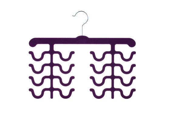 Fashion Design Double Four Racks Velvet Flocked Hangers For Tie Hanging