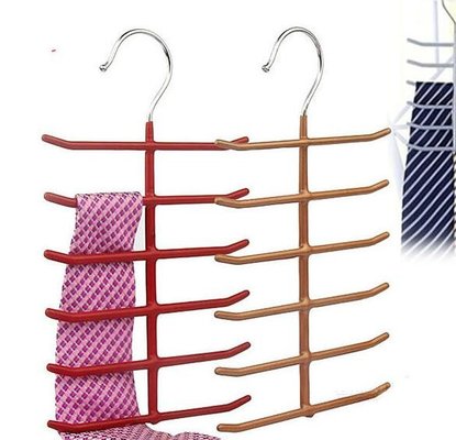 Favourable PVC Coating Metal Neck Tie Hanger , Multiple Mens Tie Hanger