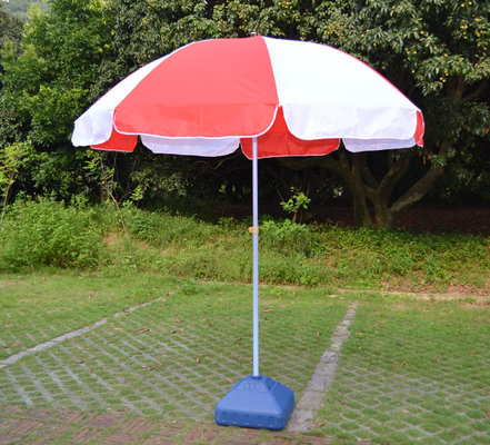 parapluie de plage pliable de 200cm rouge rond et blanc, parapluie de plage portatif pour le voyage