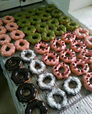 New design four-row mini automatic donut making machine, small household electric doughnut maker machine