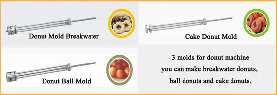 3 Molds Automatic Donut Making Machine / Donut Ball Maker Easy Operation