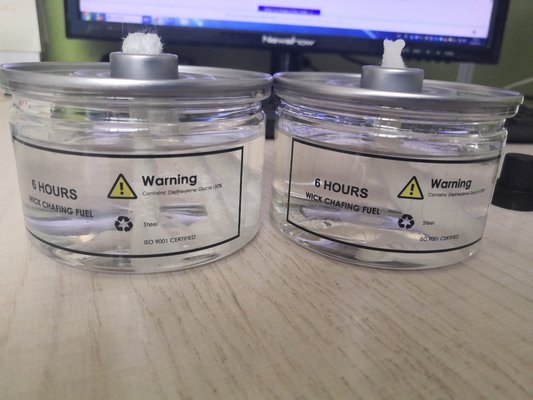 6HOUR Clear Can Wick Chafing Fuel , safe ,smokeless, corlorless,odorless liquid fuel