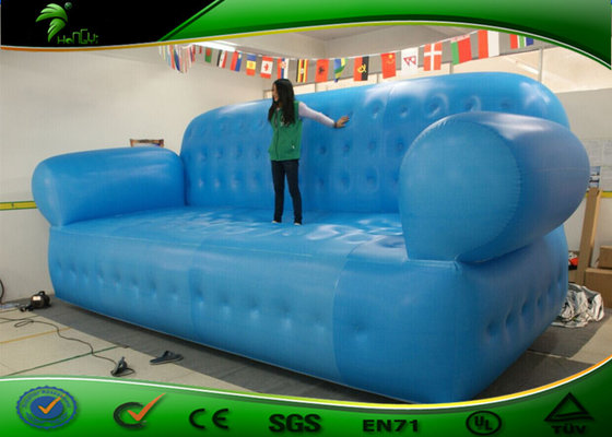 Large Airproof Inflatable Shapes Parks Inflatable Blue Sofa With Bouncer