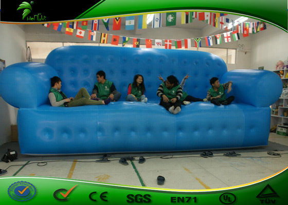 Promotional Waterproof Fabric Blue Inflatable Sofa Bed Approved EN14960