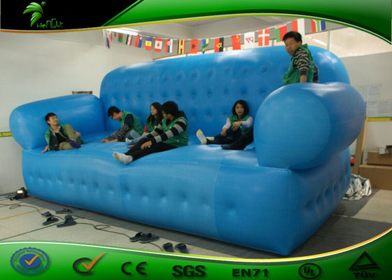 Promotional Waterproof Fabric Blue Inflatable Sofa Bed Approved EN14960