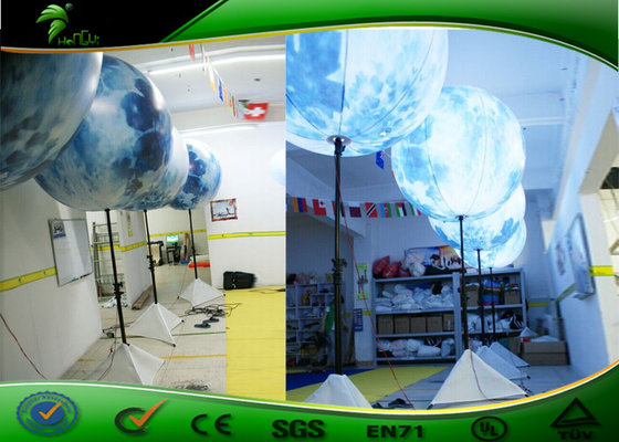 PVC Inflatable Lighting Decoration , Custom Halogen Light Balloon Ball Stand
