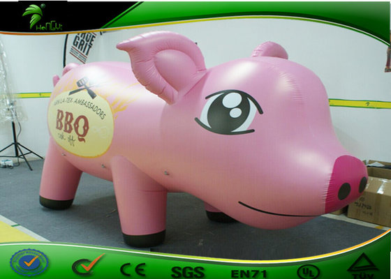Lovely Inflatable Cartoon Characters 3m Long Pink Inflatable Pig For Advertising