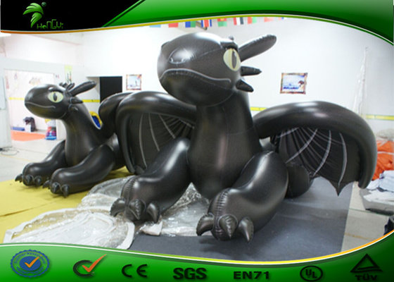 PVC Inflatable Cartoon Characters Giant Black Inflatable Toothless Dragon