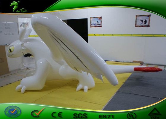 TPU Inflatable Cartoon Characters 4m Long White Toothless Dragon For Riding