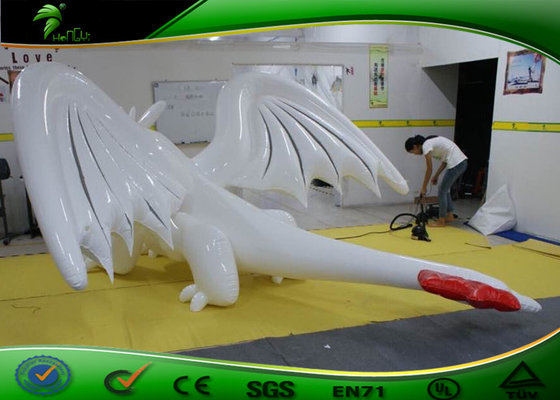 TPU Inflatable Cartoon Characters 4m Long White Toothless Dragon For Riding