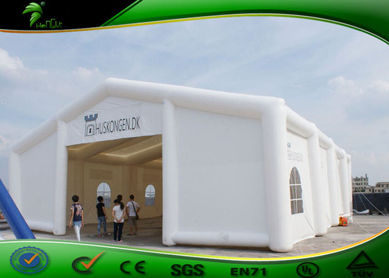 White Luxury Wedding Party / Giant Inflatable Air Tent 18m Long , Inflatable Event Tent