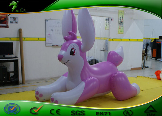 2M UV Printing Inflatable Cartoon Characters Pink Bunny Rabbit For Riding