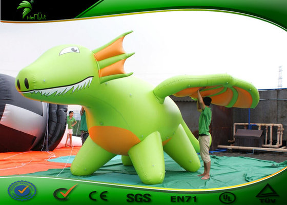 Giant Green Inflatable Advertising Balloons , PVC Dragon Balloons Cartoon Characters