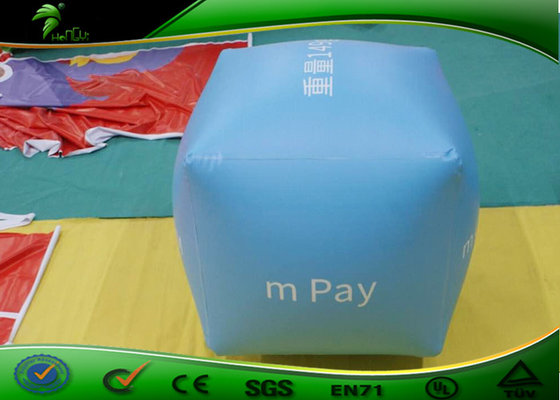 Blue Cube Inflatable Advertising Balloons Custom Logo For Adults Play