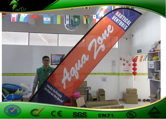 Feather Shape Orange Outdoor Flag Banners with Ground Spike Convenient Operation