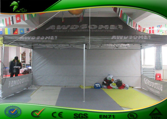 Portable Black Folding Canopy Tent / Oxford Cloth Large Event Tent With Side Panels