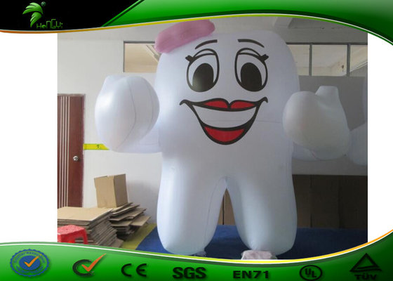 3M Height PVC 0.18MM Cartoon Inflatable Tooth Shaped Balloon For Advertising