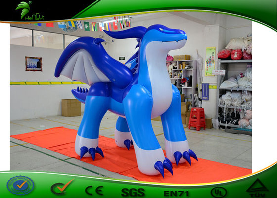 Inflatable Cartoon Characters / 2 M High Giant Blue Inflatable Dragon Toy / Cool Inflatable Dragon Animal For Event