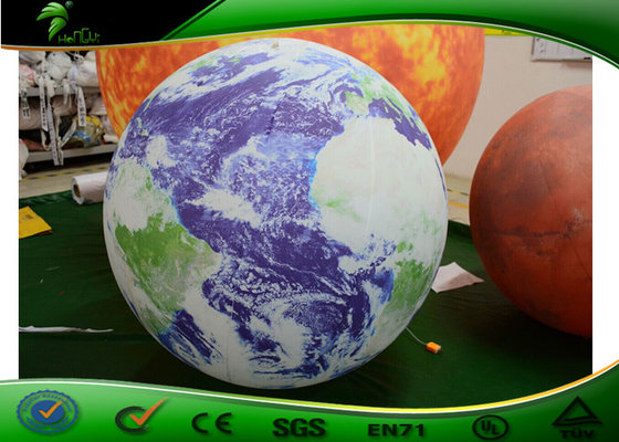 Durable Inflatable Lighting Decoration , PVC Inflatable Earth LED Balloon Decoration