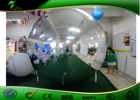 Large PVC Dia 2M Inflatable Advertising Mirror Ball / Inflatable Silver Reflective Balloon For Events Decoration